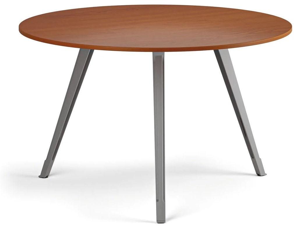 Konferenční stůl PRIMO ZEN, průměr 120 cm, šedostříbrná podnož, třešeň