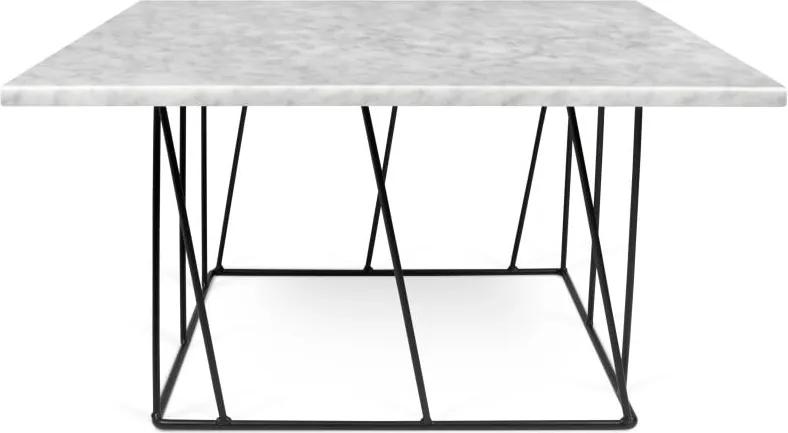 Bílý mramorový konferenční stolek s černými nohami TemaHome Helix, 75 x 75 cm
