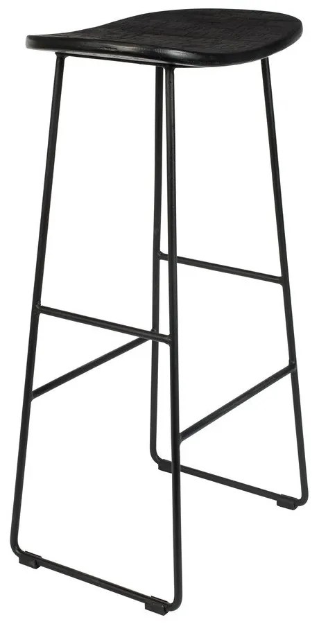 Černá barová stolička z teakového dřeva (výška sedáku 76 cm) Tangle – White Label