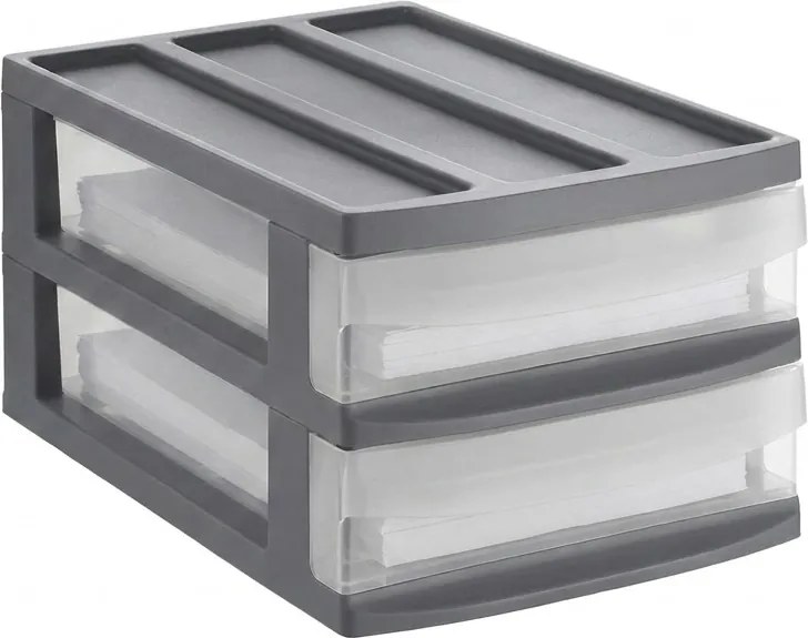 DUO M - Box se 2 zásuvkami (A4), úložný box vysunovací, antracit, Rotho SYSTEMIX