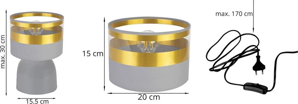 Stolní lampa Intense Gold, 1x textilní stínítko (výběr ze 6 barev), (výběr ze 3 barev konstrukce)