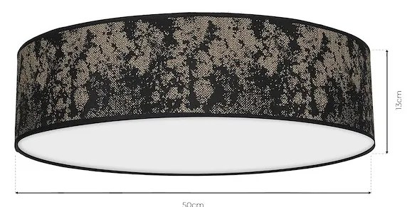 Stropní svítidlo Satino Round, 1x černé/zlaté textilní stínítko, (bílé plexisklo), (fi 50 cm)