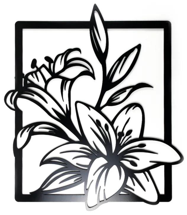 Dřevěná dekorace Květy Lilie černá 5mm (67 x 57,5 cm) - Kvalitní samolepky.cz