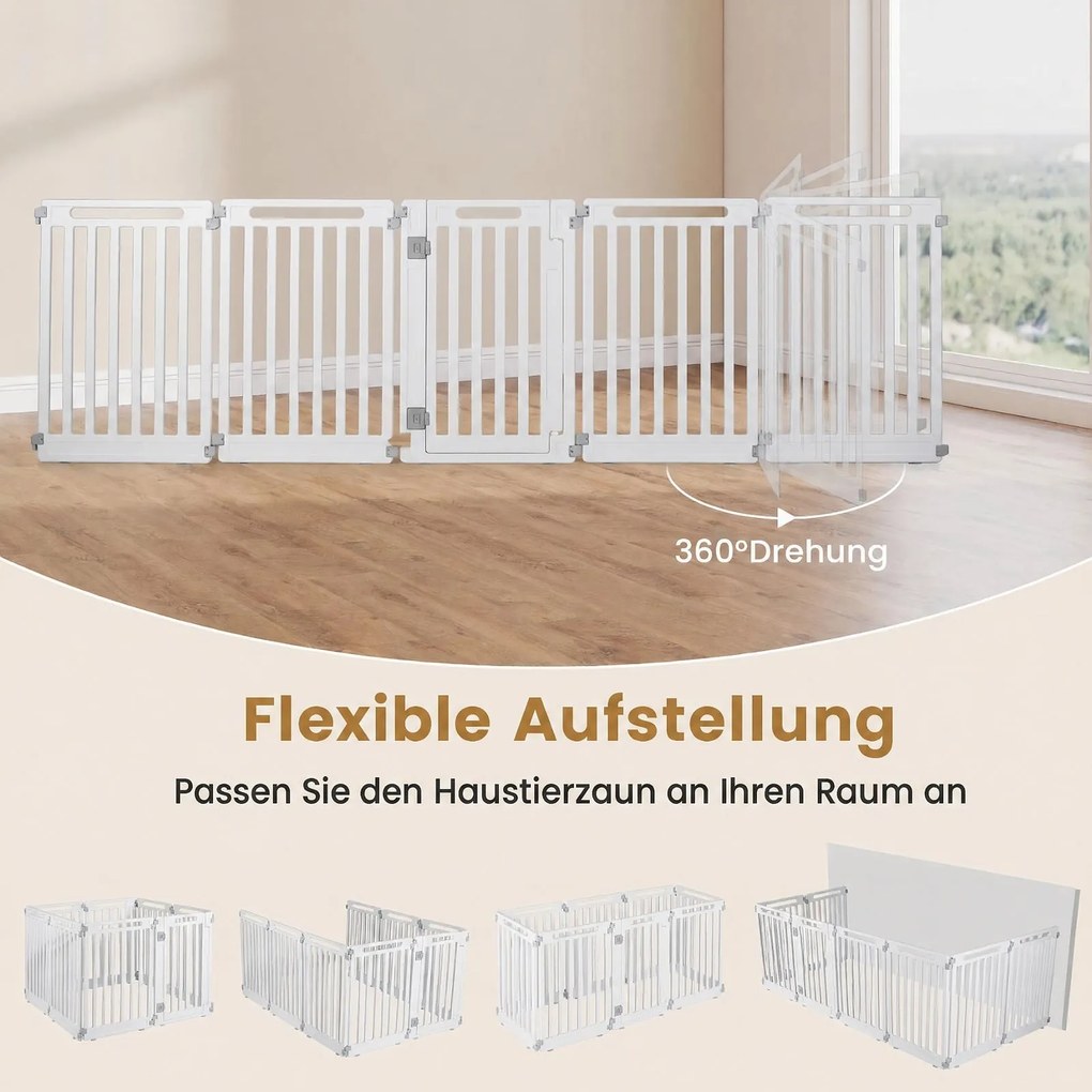 Costway Skládací ohradník pro psy z HDPE s 8 panely a uzamykatelnými dvířky