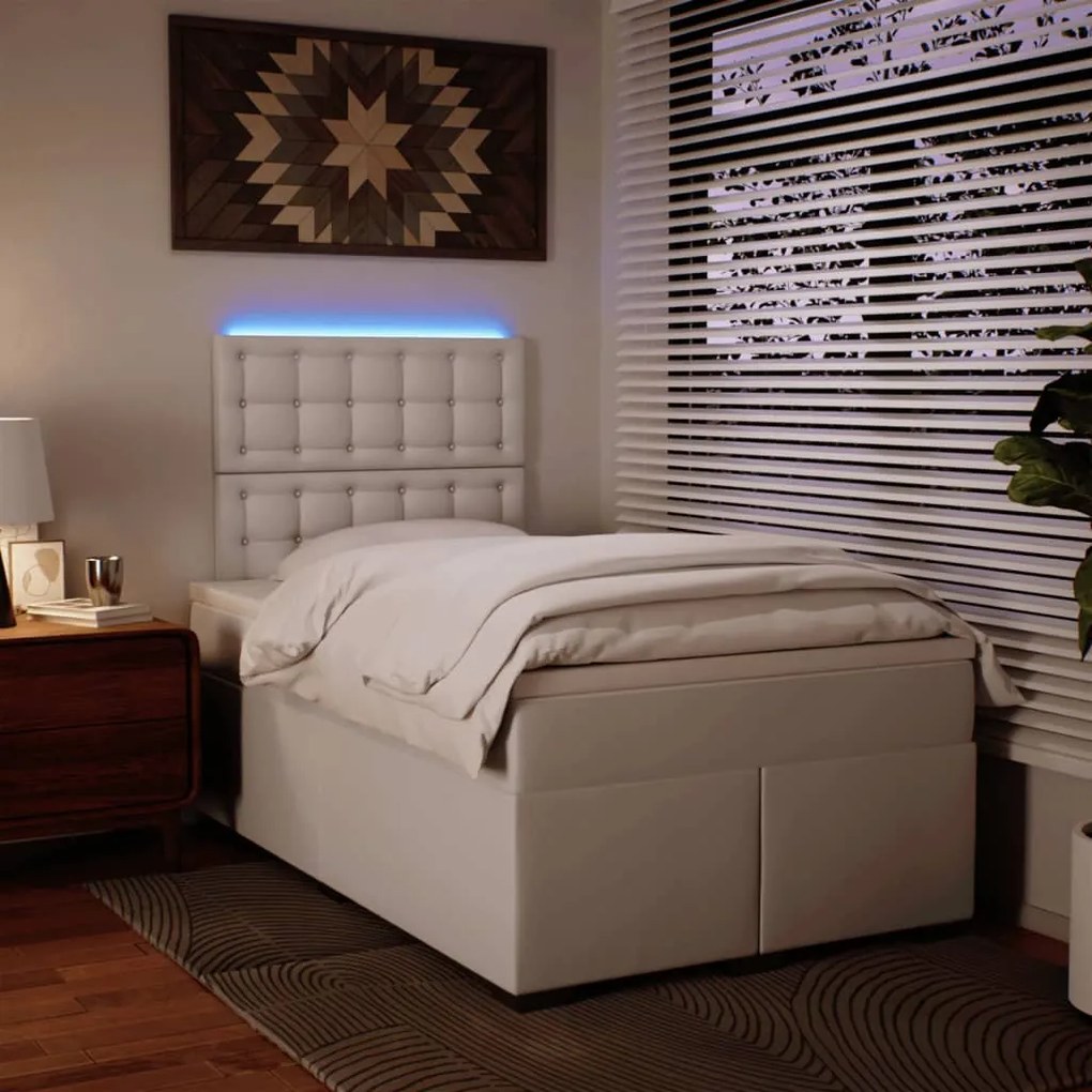 Box spring postel s matrací bílá 120x190 cm umělá kůže 3293013