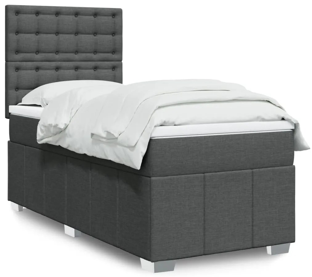 Box spring postel s matrací tmavě šedá 90x190 cm textil 3291538