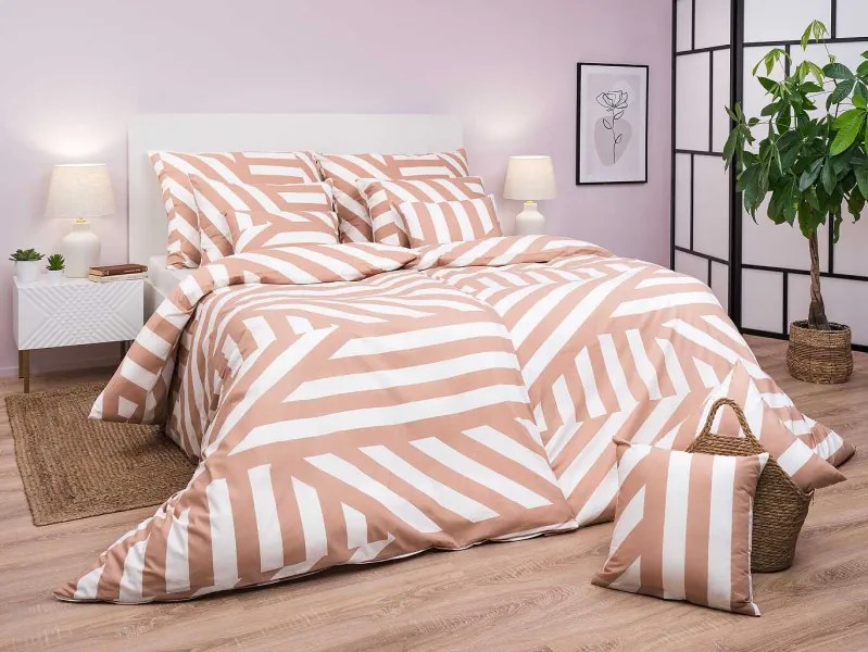 DADKA Povlečení bavlna Zebra světle hnědá 240x200, 2x 70x90 cm