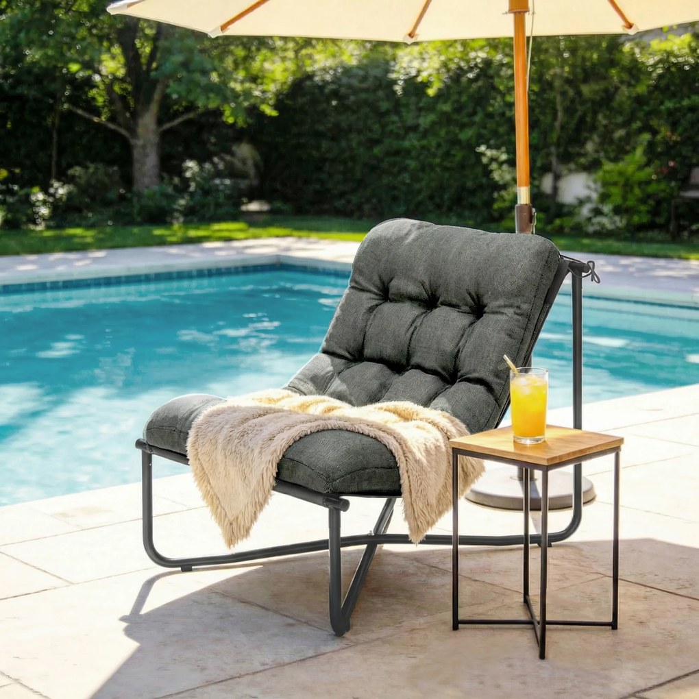 Lounge chair Outdoor Ergonomická zahradní židle s polštářem šetrným k pokožce Široký sedák Ocelový rám Tmavě šedá barva
