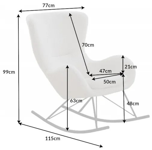 Noble Home Bílé plyšové houpací křeslo Scandinavia Swing