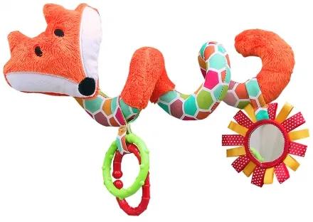 Hencz Toys Edukační hračka Hencz s chrastítkem a zrcátkem - LIŠKA - spirálka -oranžová