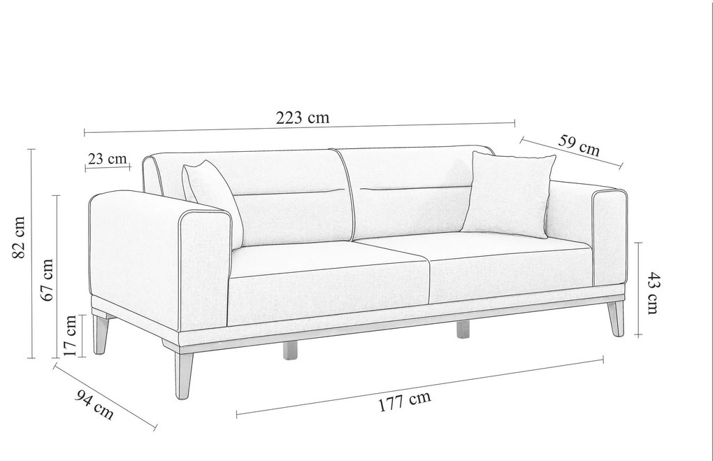 Atelier del Sofa 3-místná pohovka Liones 3 - Grey, Šedá