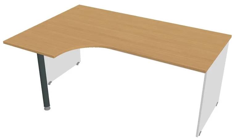Stůl ergo 180 x 120 cm, pravý Hobis Gate GE 1800 60 P Dekor lamino podnože: buk, Dekor korpusu: bílá, Barva nohy: černá