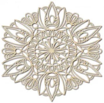 Vyřezávaný květ mandala dřevěný obraz na zeď z překližky I 3D HODINY PR0254