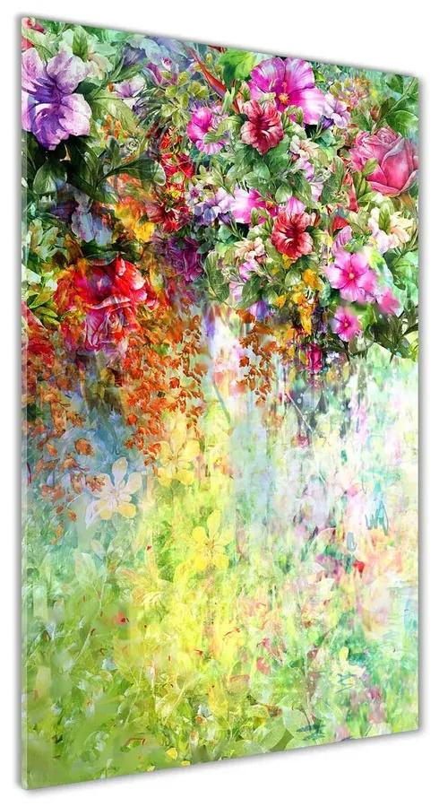 Wallmuralia Fotoobraz na skle Barevné květiny 60x120 cm