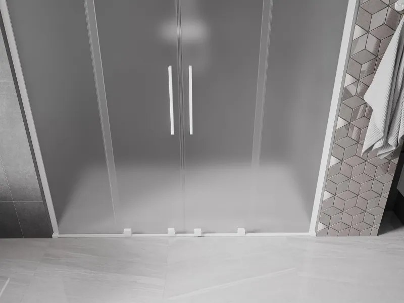 Mexen Velar L Duo, posuvné sprchové dveře do otvoru 170 cm, 8mm sklo námraza, bílá matná, 871-170-003-32-20