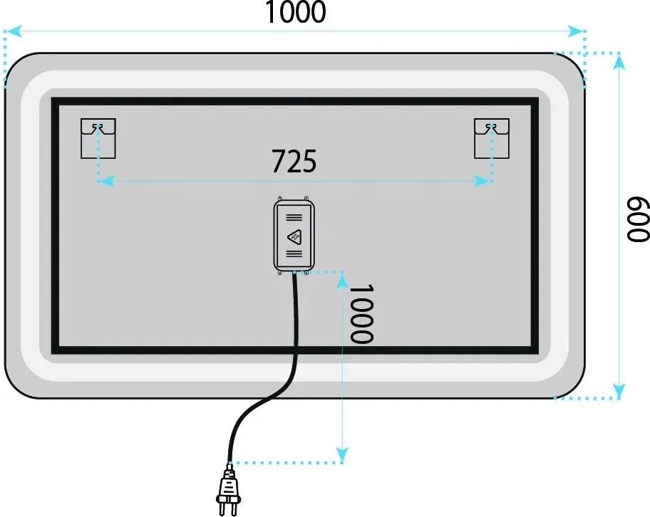 Tutumi Zrcadlo 100x60 cm s regulovatelným LED osvětlením HOM-01524