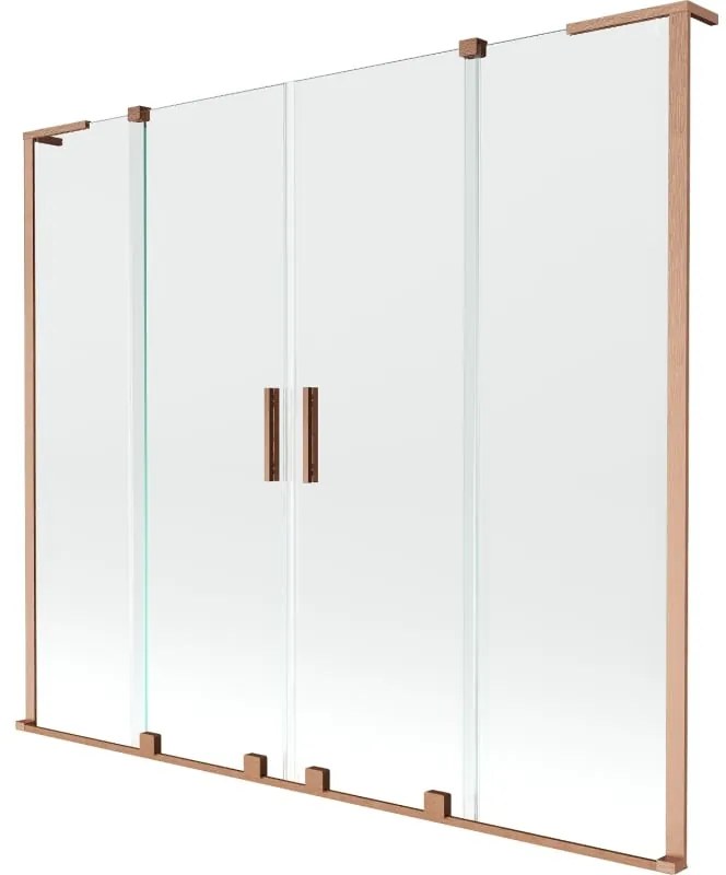 Mexen Velar L Duo, 2-křídlová posuvná vanová zástěna 170 x 150 cm, 8mm čiré sklo, měděná matná, 896-170-003-02-65