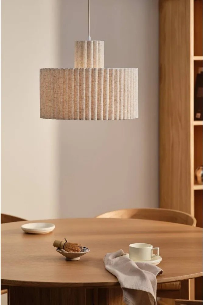 Béžové lněné závěsné svítidlo ø 40 cm Alina – Jotex
