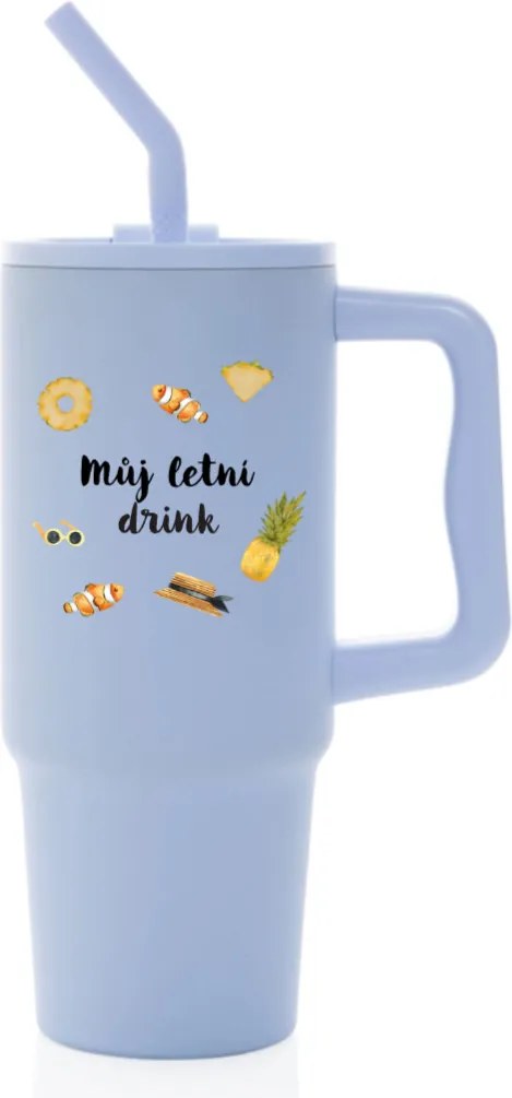 Personalizovaná nerezová termoska s barevným víčkem s letním mixem