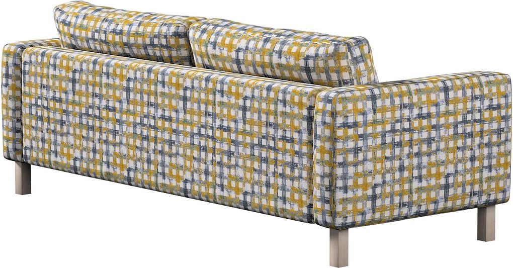 Potah na pohovku IKEA  Karlstad 3-místná, nerozkládací, krátký barva modrá látka pletený vzor, vzorované