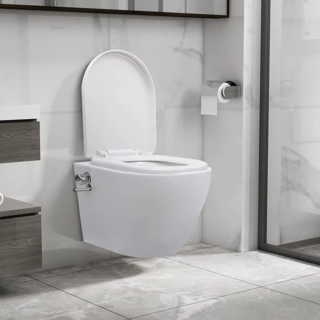 Závěsné WC bez oplachového kruhu s funkcí bidetu keramické bílé 145781