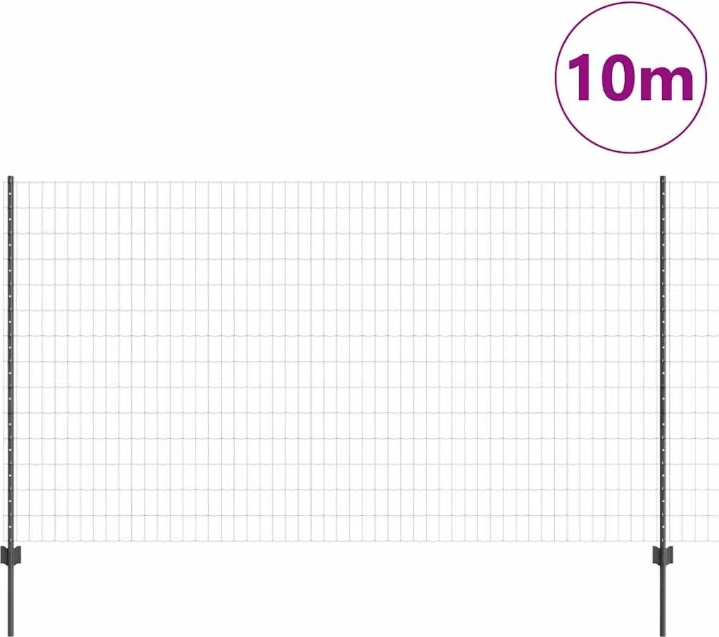 Euro plot s pilotem 10 x 1,4 m Ocel potažená PVC Šedá Síťovina 3336075