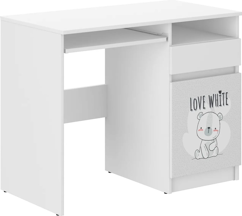 Wooden Toys Dětský psací stůl N-35 BÍLÝ MEDVÍDEK