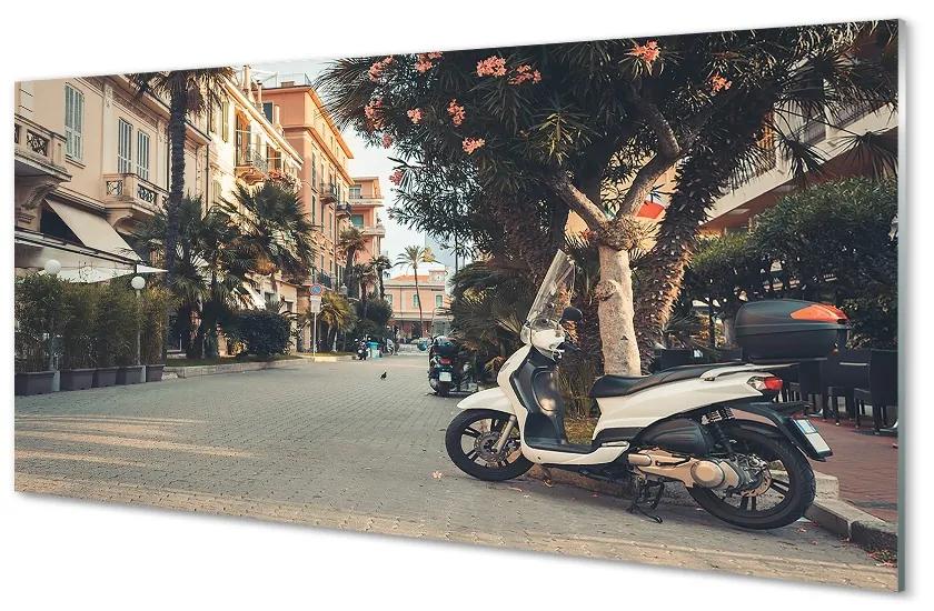 Obraz na skle městské Motocykly palmového léta 120x60 cm