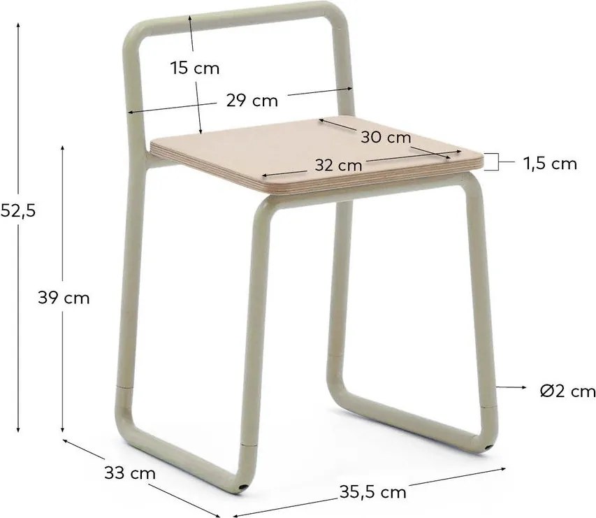 Béžová kovová dětská židle Tinn – Kave Home
