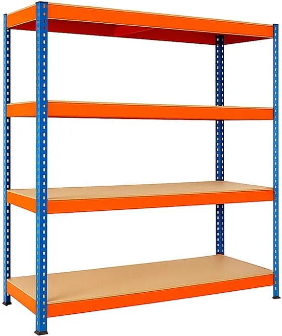Akce 3x Regál 168x160x60 cm profesionální 4-policový, nosnost 160 kg - modro-oranžový