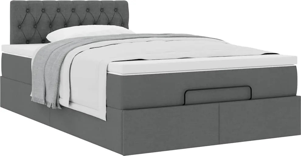 Osmanský postel s matrací tmavě šedá 120x190 cm textil 3311526