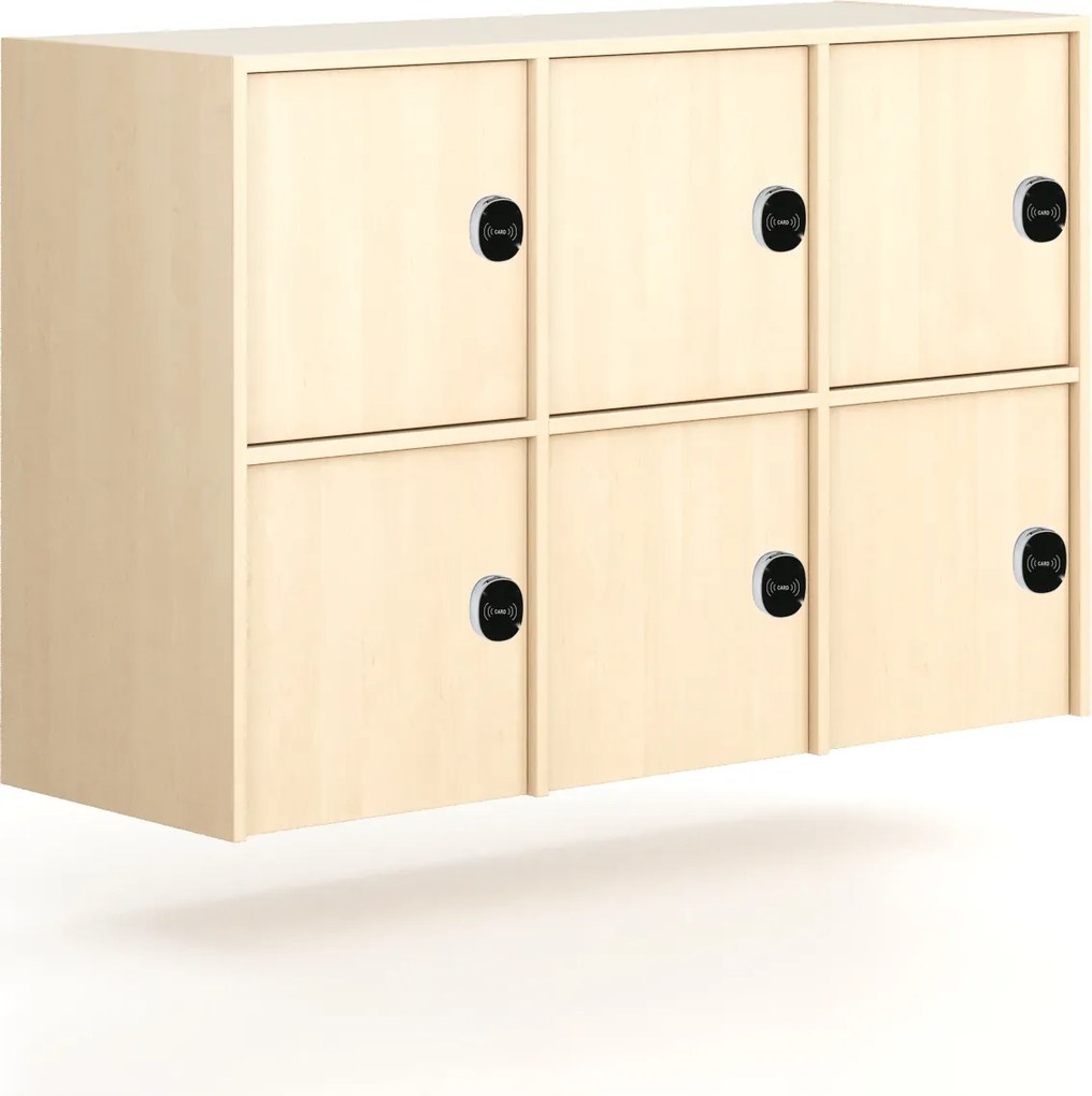 Nástavba pro skříně FRAME, 6x dveře, 1299 x 450 x 854 mm, RFID zámek, bříza