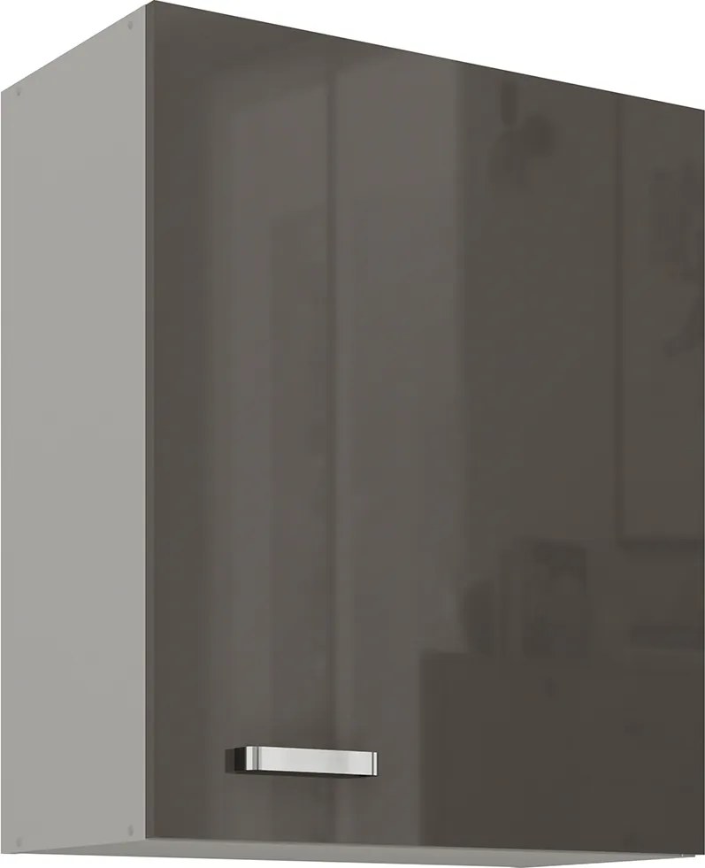 GREY gr | horní skříňka 60 G-72 1F policová | 60 cm | světle šedá/tmavě šedá lesk