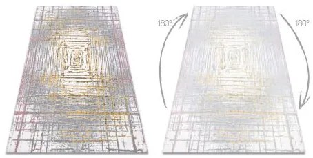 koberec AKRYL USKUP Abstrakce 353 slonová kost / žlutá velikost 80x300 cm | krásné koberce cz