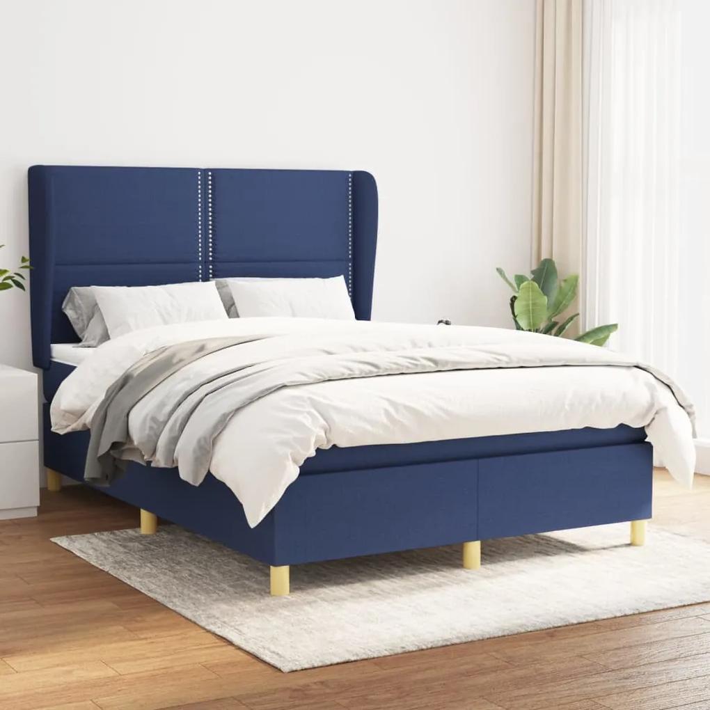 Box spring postel s matrací modrá 140x190 cm textil,  3128443