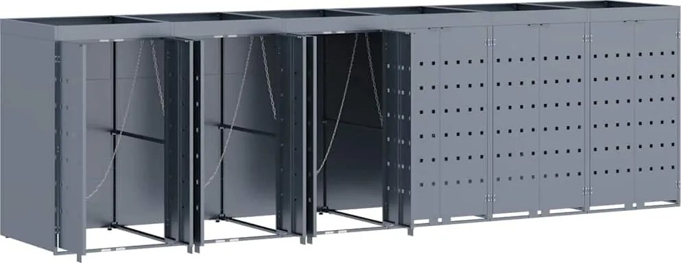 Úložný box na 6 popelnic Světle šedá 408 x 77,5 x 121,5 cm 3394752