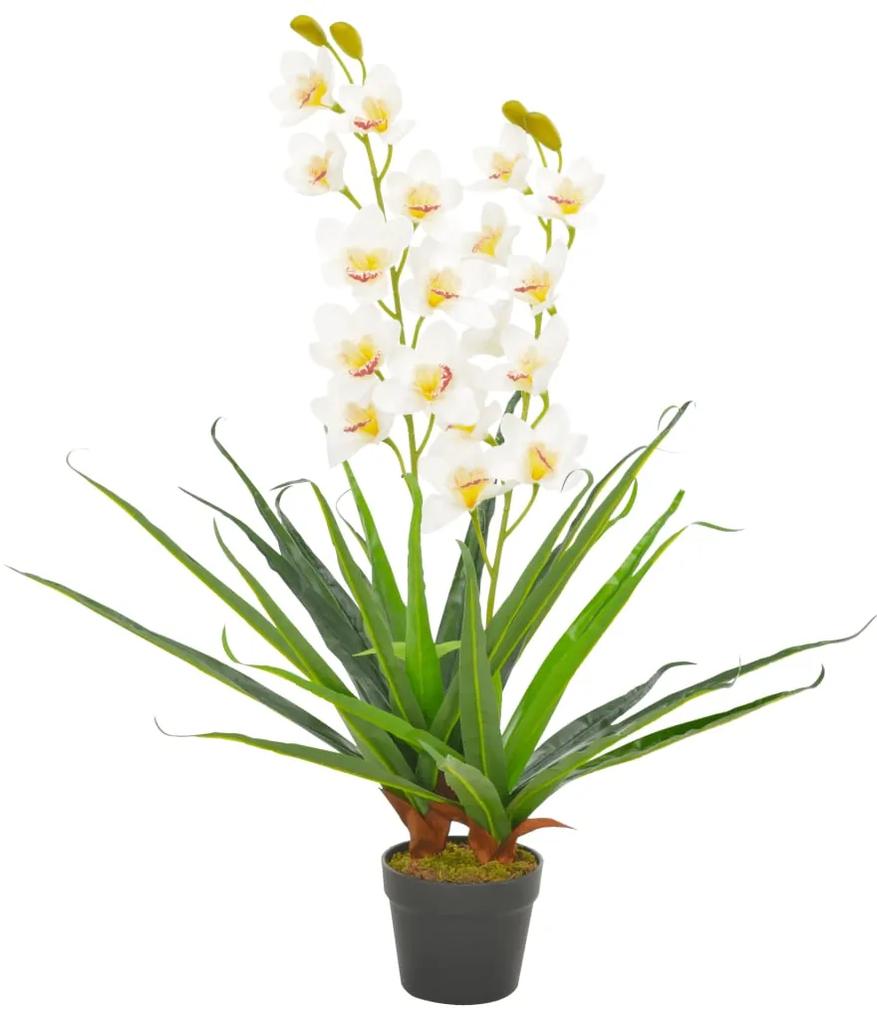 280168 vidaXL Umělá rostlina orchidej s květináčem bílá 90 cm