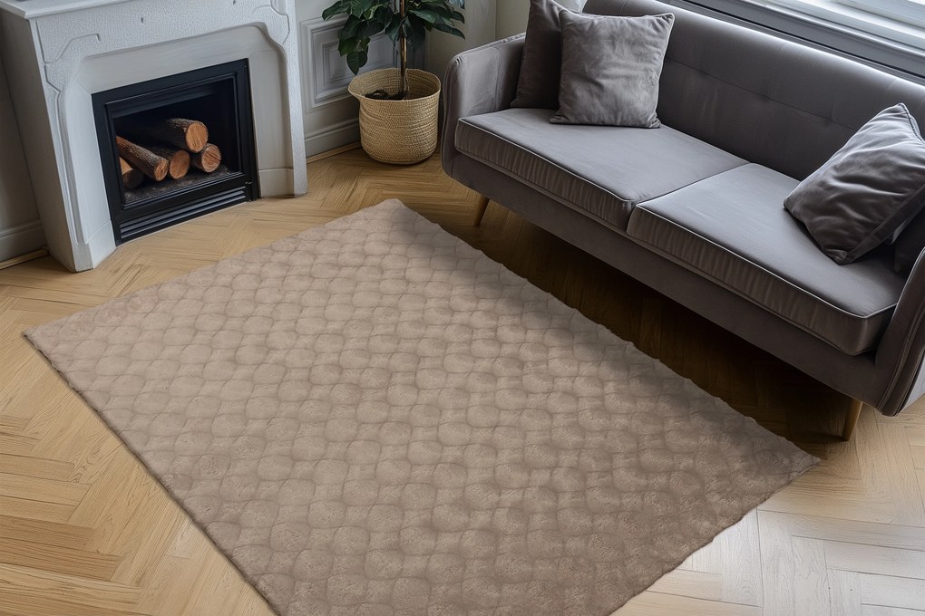 Obsession, Kusový koberec Diamond Cut 800 Taupe, 80x150, hnědá, ložnice
