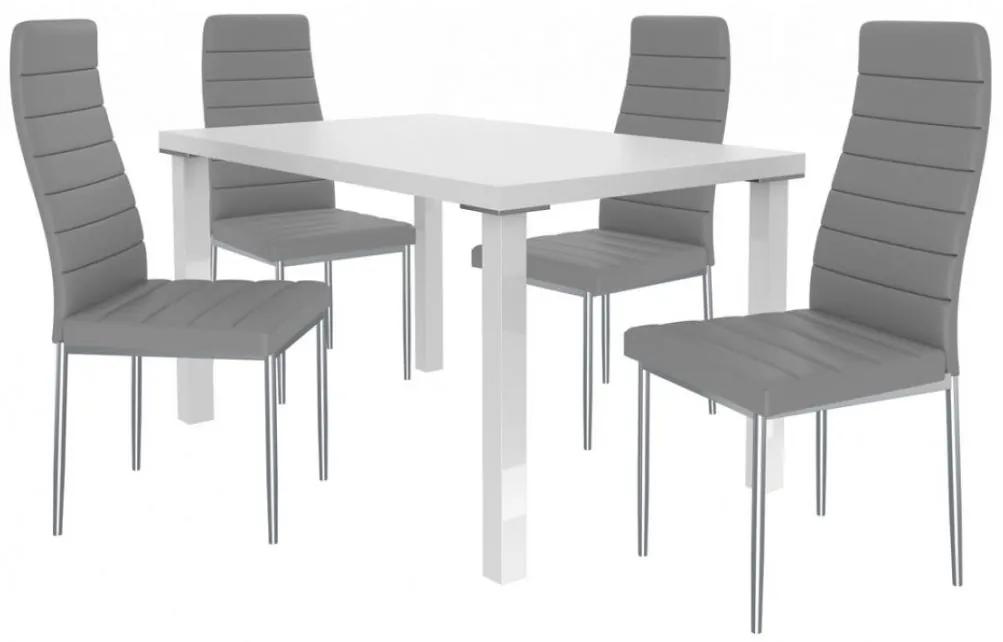 Jídelní set Moderno 1+4 židlí - bílá/popel