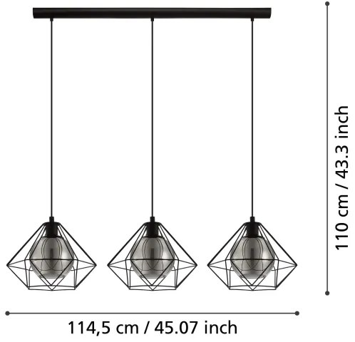 Eglo 43483 - Lustr na lanku VERNHAM 3xE27/40W/230V