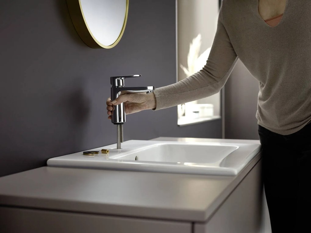 Hansgrohe Vernis Blend, umyvadlová baterie 100 s kovovou odtokovou soupravou s táhlem, EcoSmart, chromová, 71559000