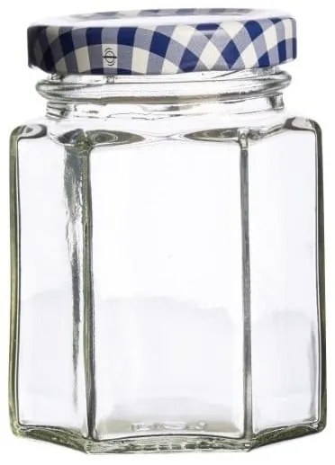 Zavařovací sklenice s modrým víčkem Kilner Hexagonal, objem 110 ml