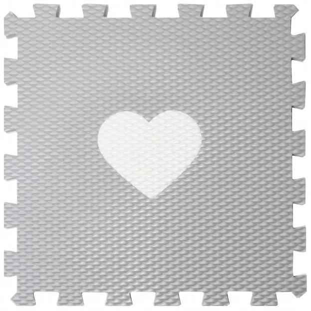 Vylen Pěnové podlahové puzzle Minideckfloor se srdíčkem Hnědý s bílým srdíčkem 340 x 340 mm