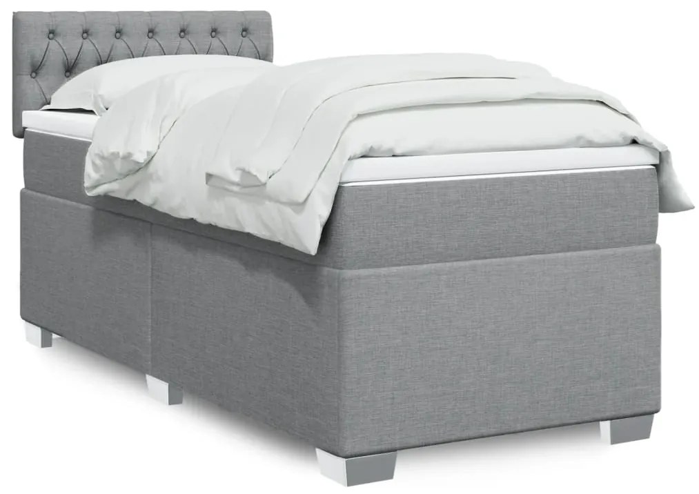 Box spring postel s matrací světle šedý 100 x 200 cm textil 3285806