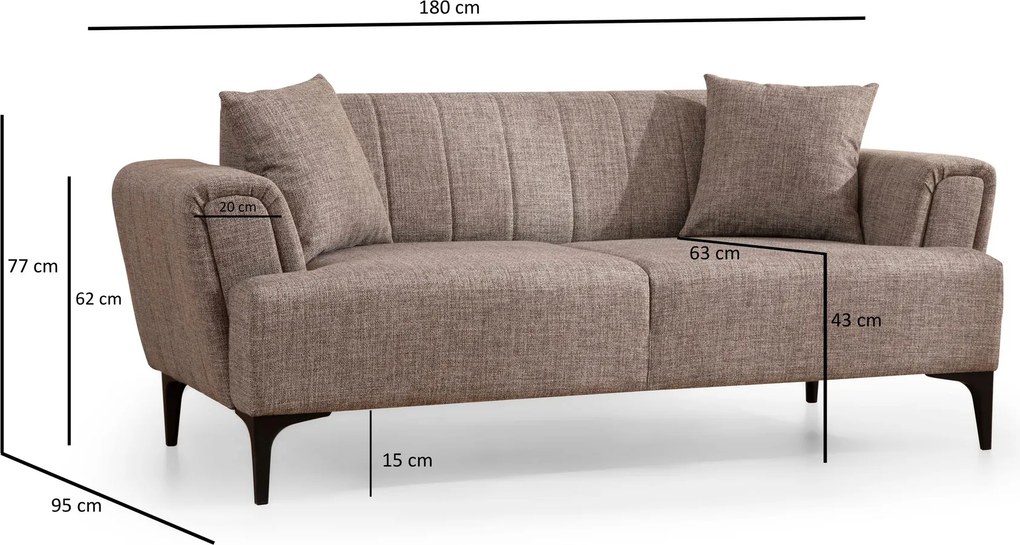 Hanah Home Dvoumístná pohovka HAMLET béžová 180 cm