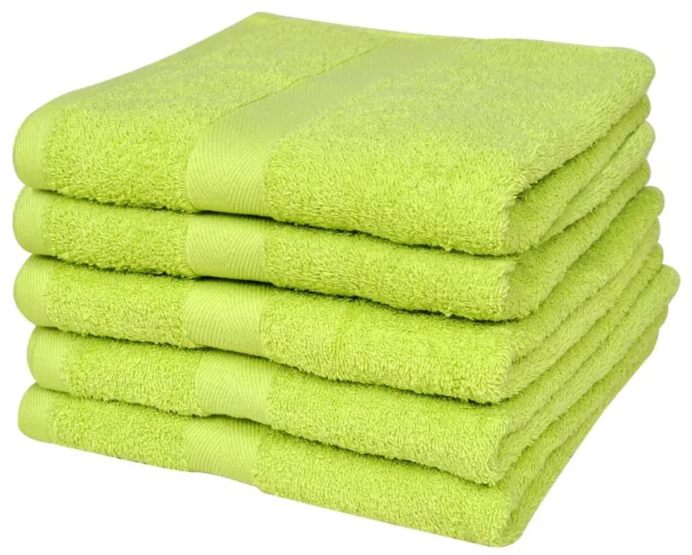 130611 vidaXL Sada sprchových osušek 5 ks bavlna 500 g/m² 70x140 cm zelená