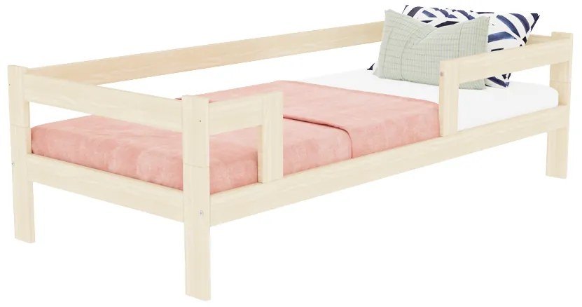 Benlemi Jednolůžková postel ze dřeva SAFE 5v1 se zábranou Zvolte barvu: Béžová, Zvolte rozměr: 120x200 cm, Zvolte zábranu: S jednou zábranou