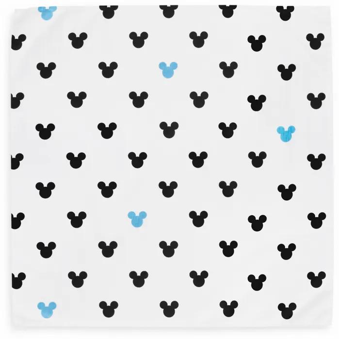 Biante Dětský bavlněný šátek Sandra SA-079 Černé a modré myšky Mickey 100 x 100 cm