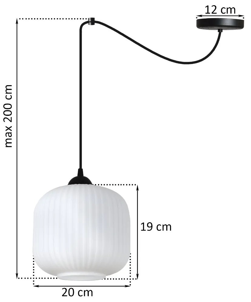 Závěsné svítidlo Riffle Spider 2, 1x bílé skleněné stínítko, b