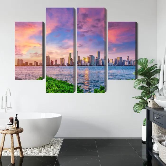 Vícedílný obraz Panorama Miami Při Západu Slunce Nedostatek Nedostatek Přírodní plátno 160x120